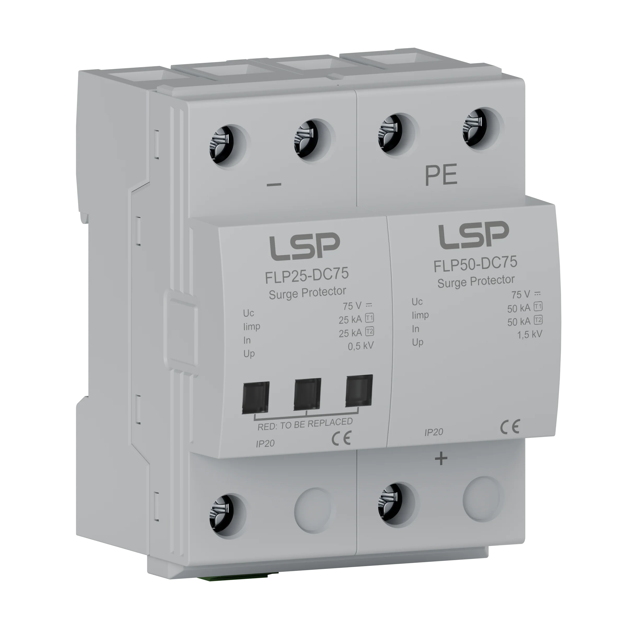 Aina ya 1+2 DC Surge Protection Device FLP25-DC75/1S+1 - LSP