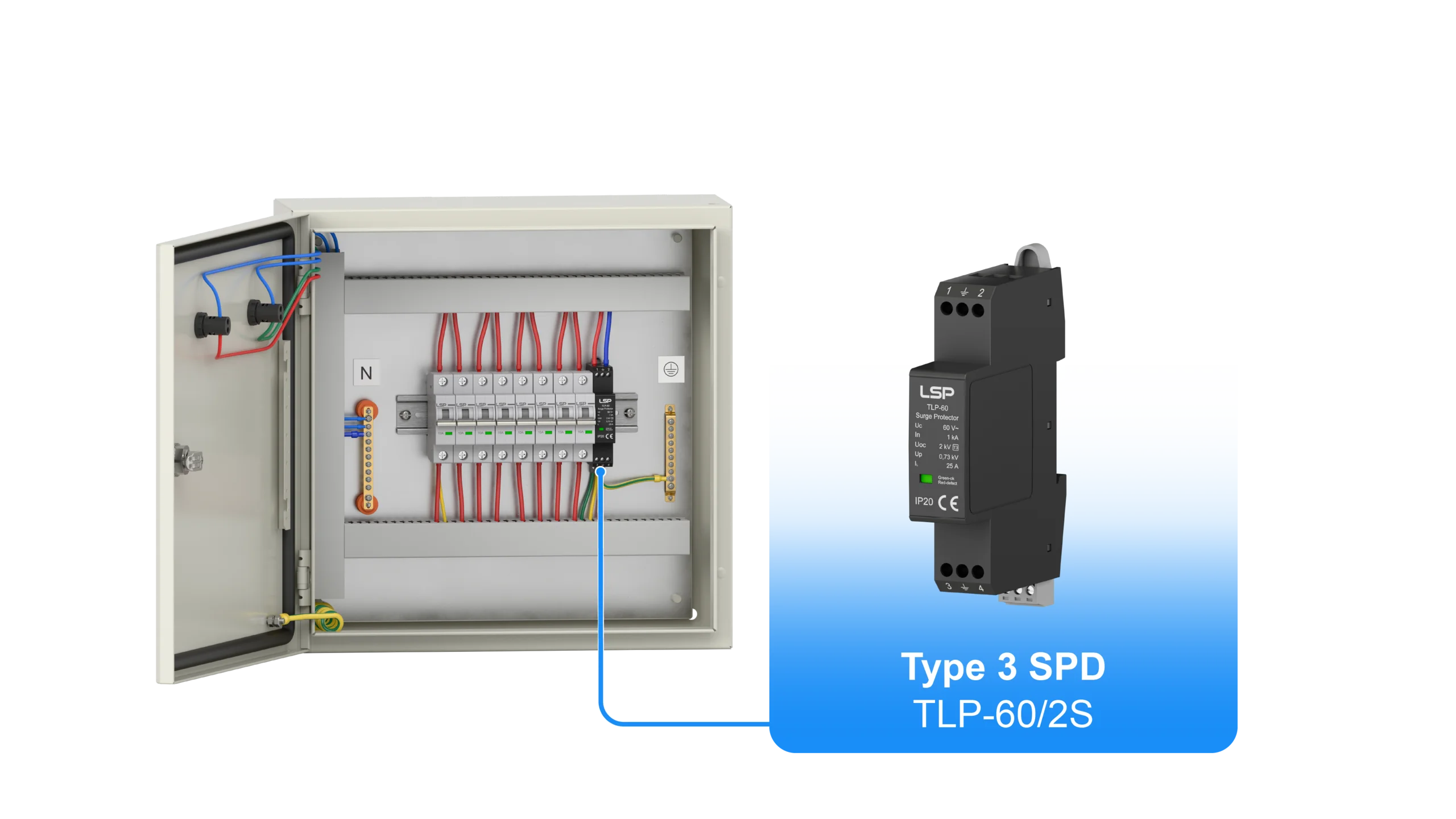 Type 3 overspanningsbeveiliging TLP-60/2S - LSP