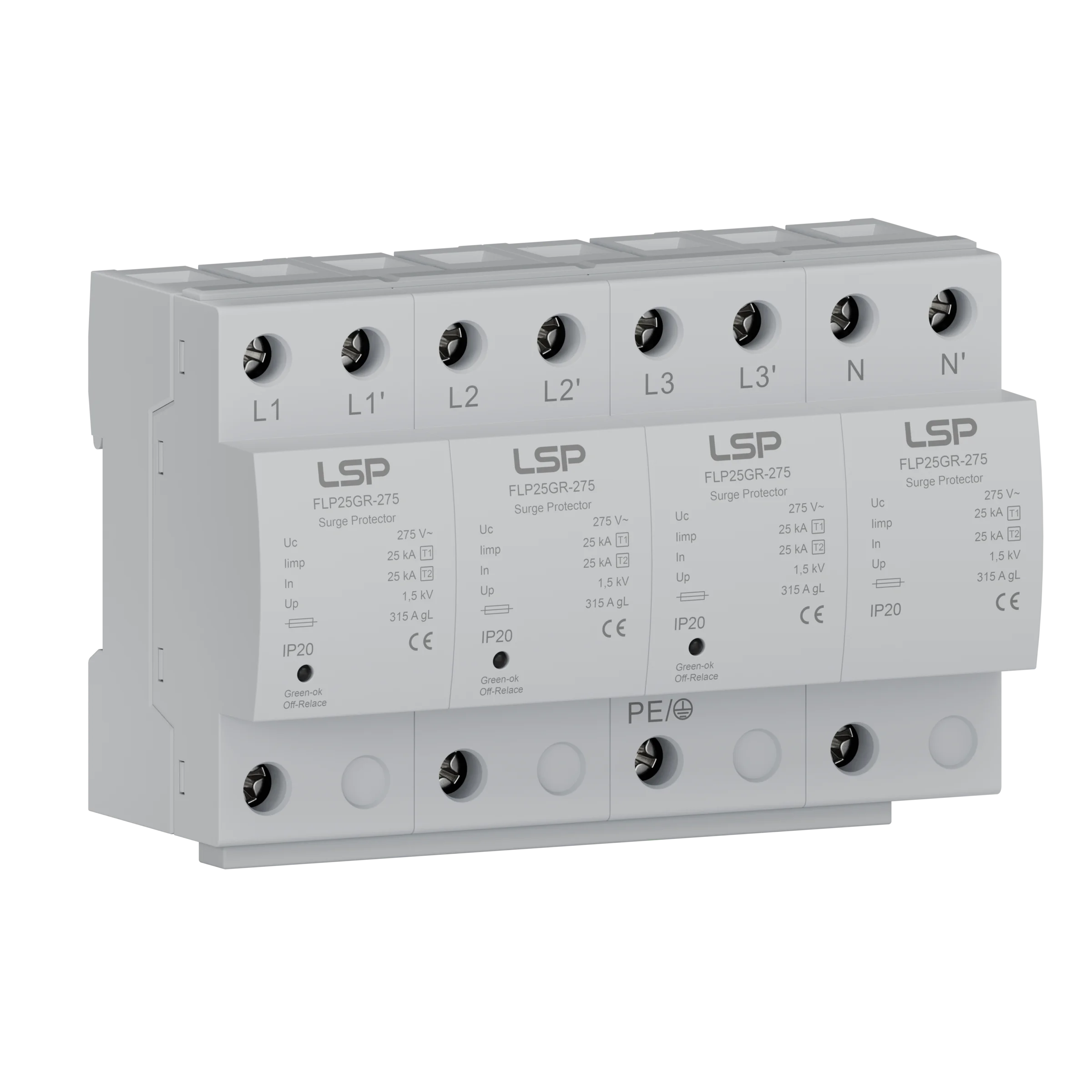 Dispositivo de protección contra sobretensiones con chispón tipo 1 FLP25GR-275/4S - LSP