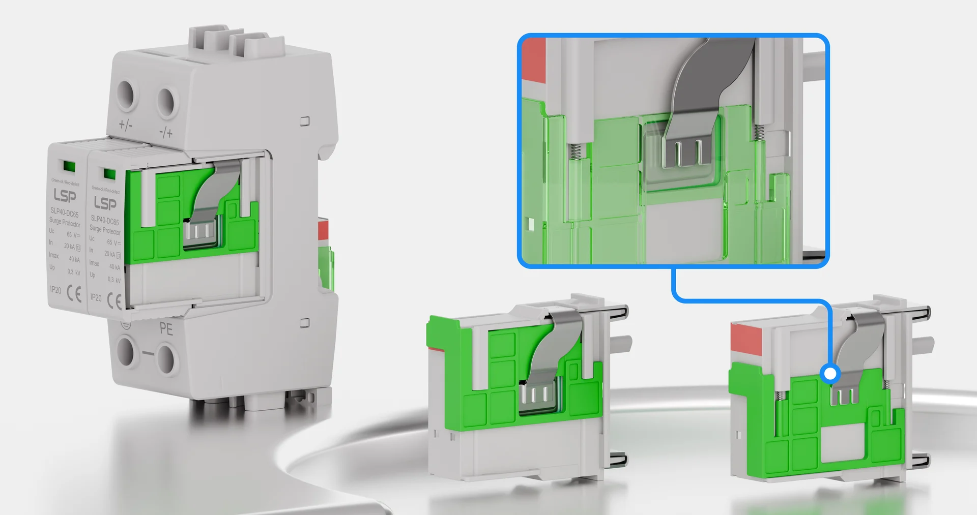 The proper installation wiring diagram for a 24V DC surge protector - LSP